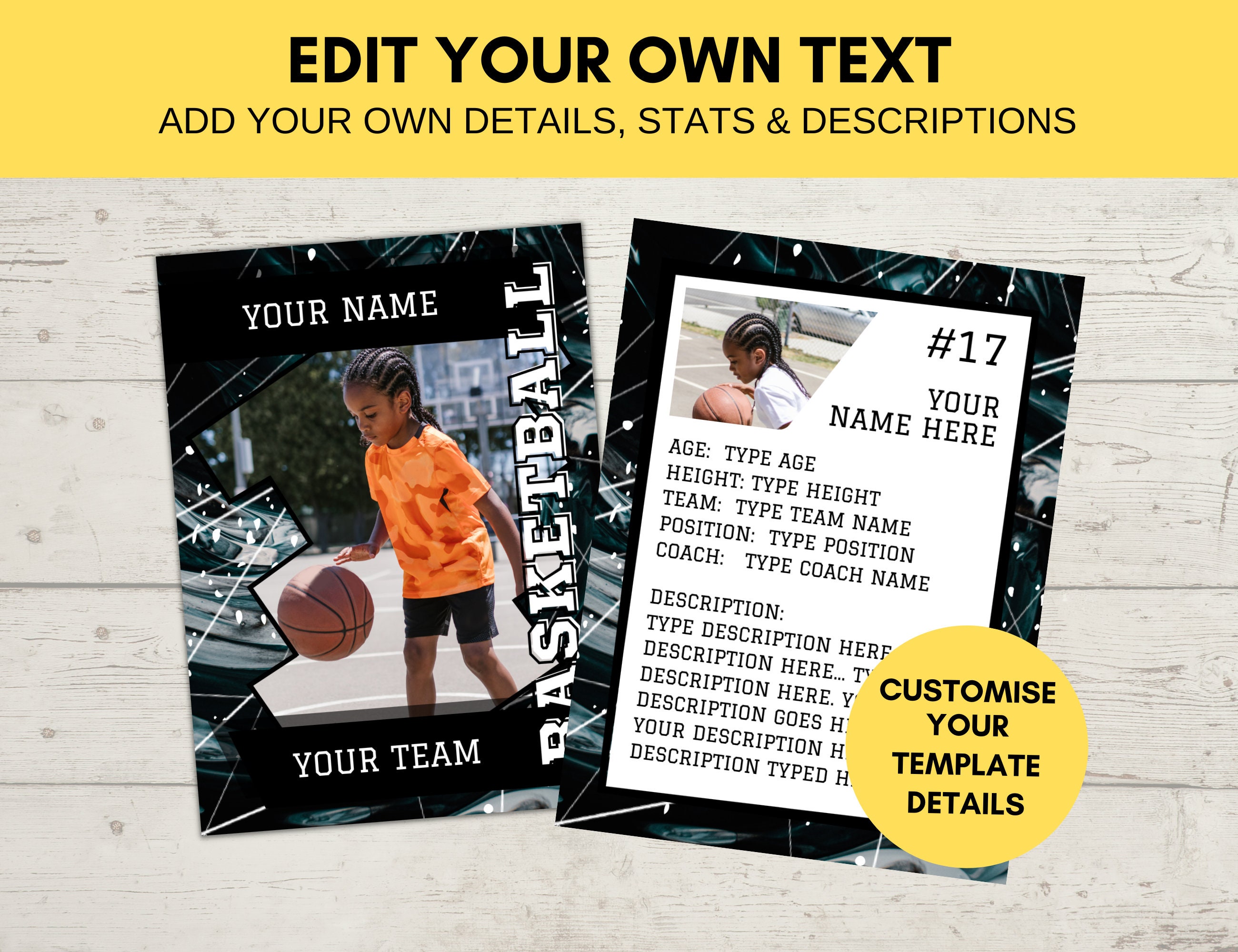 Editable Sport Card Template Custom Basketball Trading Card Printable ...