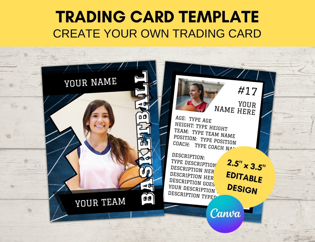 Editable Sport Card Template | Custom Basketball Trading Card Printable ...
