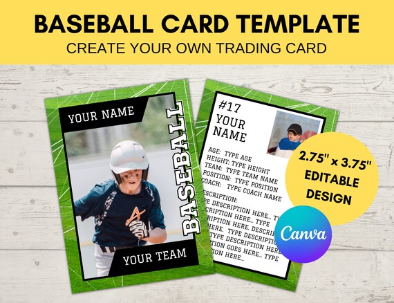 Editable Sports Card Template Custom Baseball Trading Card | Etsy