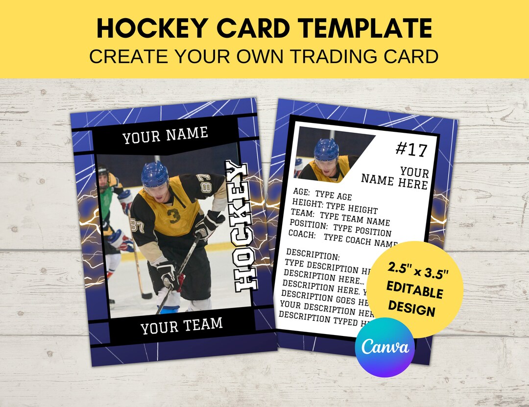 Editable Sports Card Template | Custom Hockey Trading Card Printable ...