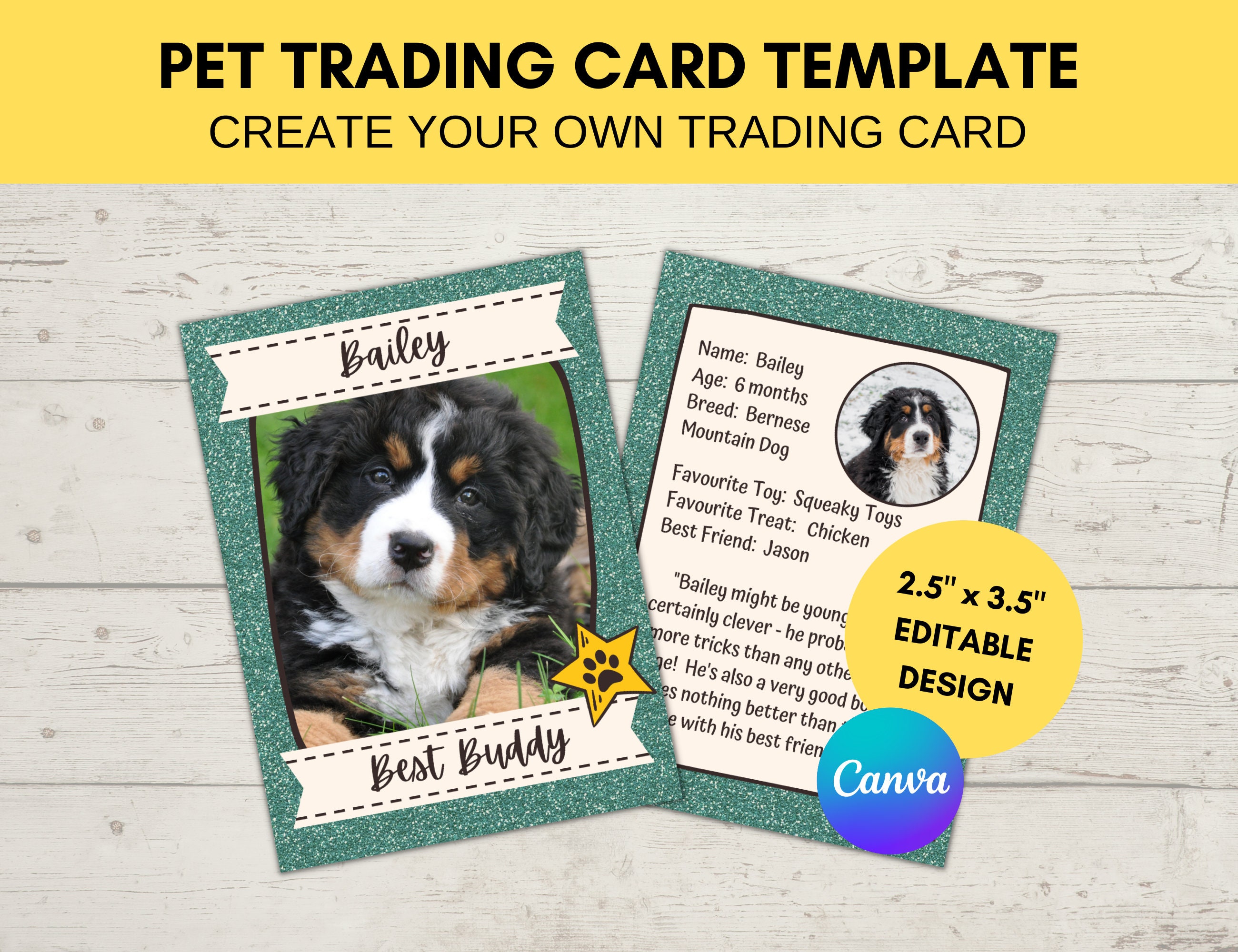 Editable Pet Trading Card Template | Custom Trading Card Printable ...