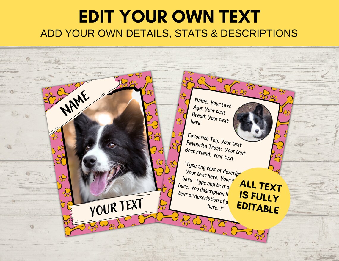 Editable Pet Trading Card Template | Custom Trading Card Printable ...