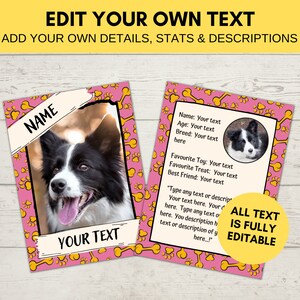 Editable Pet Trading Card Template | Custom Trading Card Printable ...