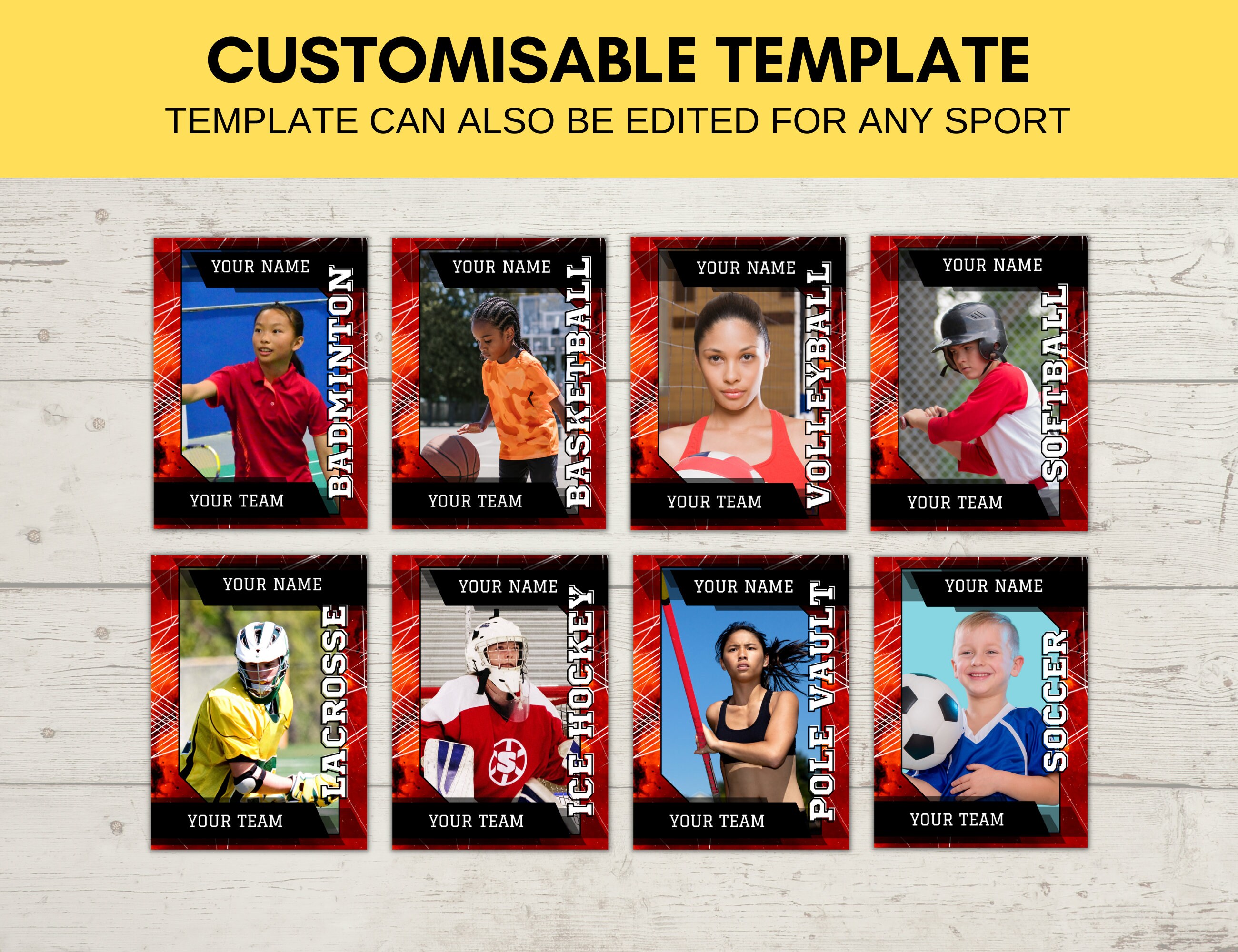 Editable Sports Card Template Custom Football Trading Card Printable ...