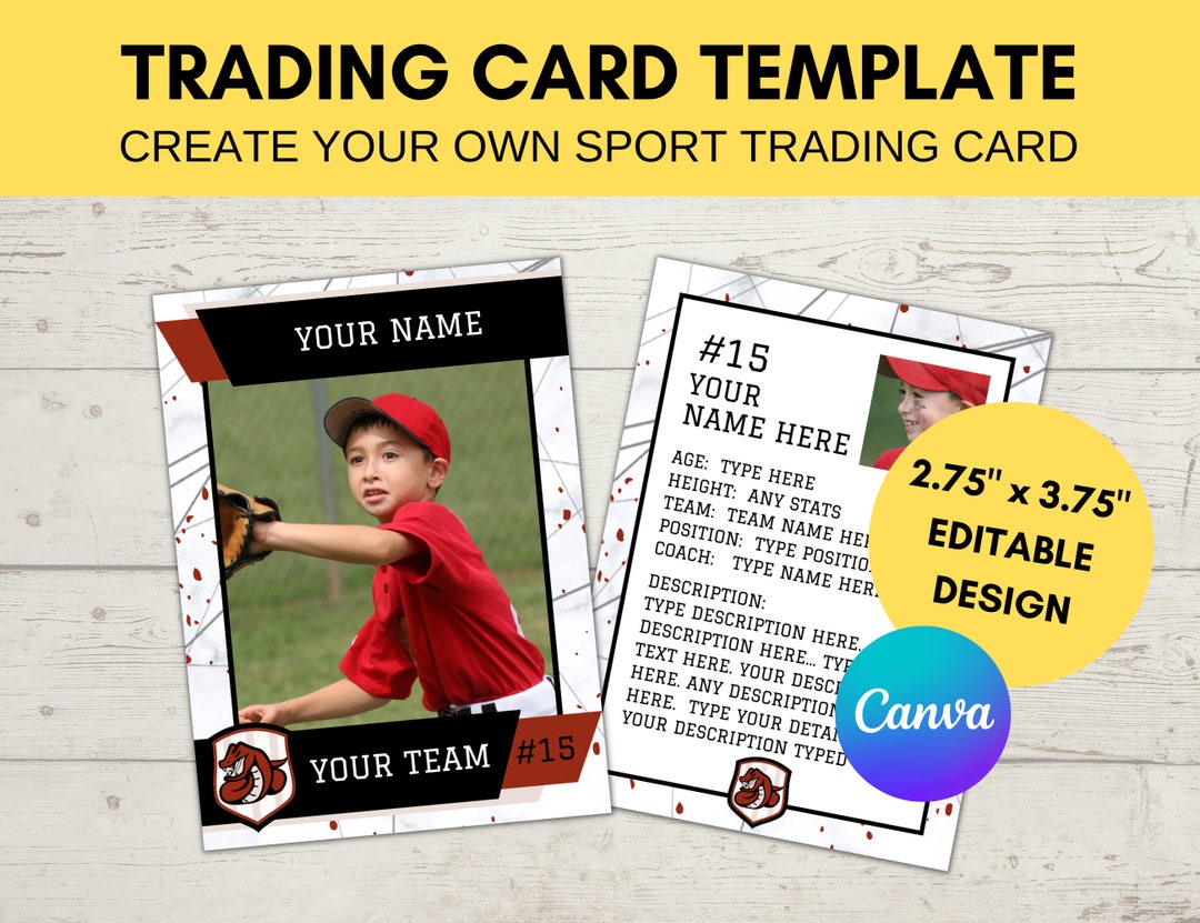 Editable Sports Card Template Custom Baseball Trading Card - Etsy