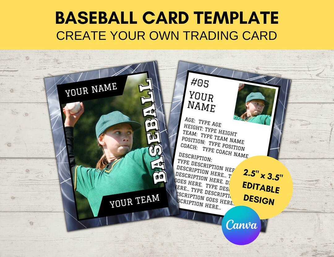 Editable Sports Card Template | Custom Baseball Trading Card Printable ...