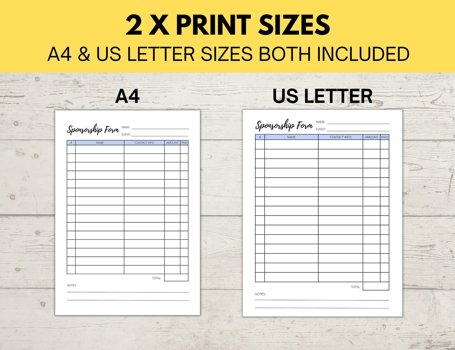 Sponsorship Form Printable Fundraiser Form Charity - Etsy
