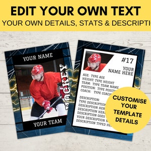 Editable Sports Card Template Custom Hockey Trading Card - Etsy