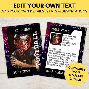 Editable Sports Card Template | Custom Football Trading Card Printable ...