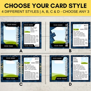 Set of 3 Sport Card Templates | Custom Trading Card Printable | Create ...