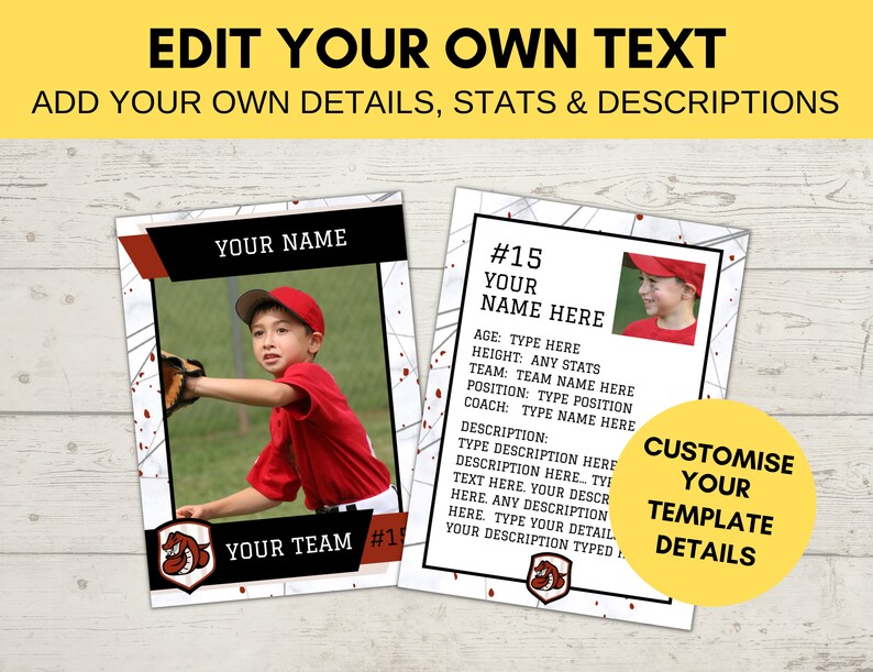 Editable Sports Card Template Custom Baseball Trading Card - Etsy