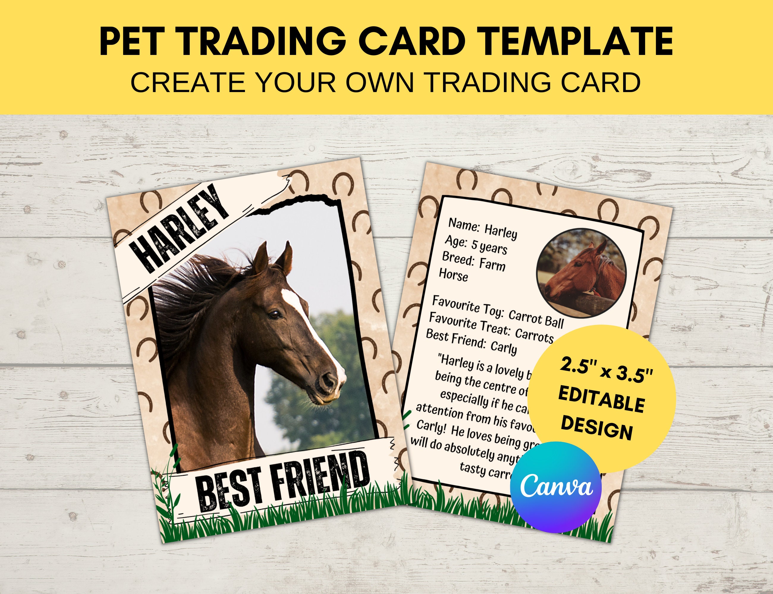 Editable Pet Trading Card Template | Custom Trading Card Printable ...