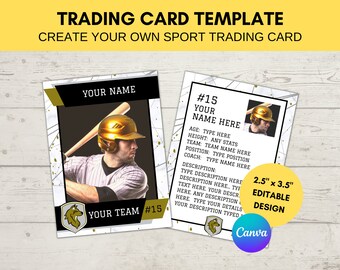 Editable Sports Card Template Custom Baseball Trading Card Printable ...