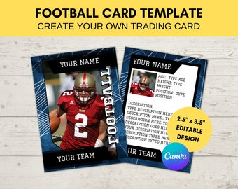 Editable Sports Card Template Custom Football Trading Card Printable ...