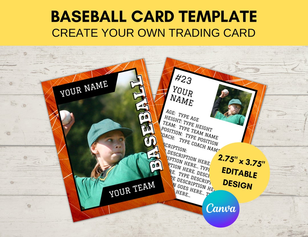 Editable Sports Card Template Custom Baseball Trading Card Printable ...