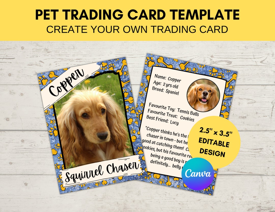 Editable Pet Trading Card Template | Custom Trading Card Printable ...