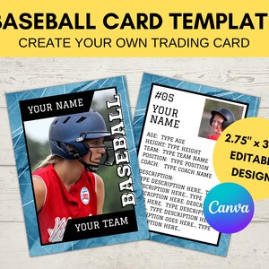 Editable Sports Card Template Custom Baseball Trading Card - Etsy