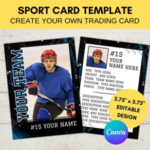Editable Sports Card Template Custom Hockey Trading Card - Etsy