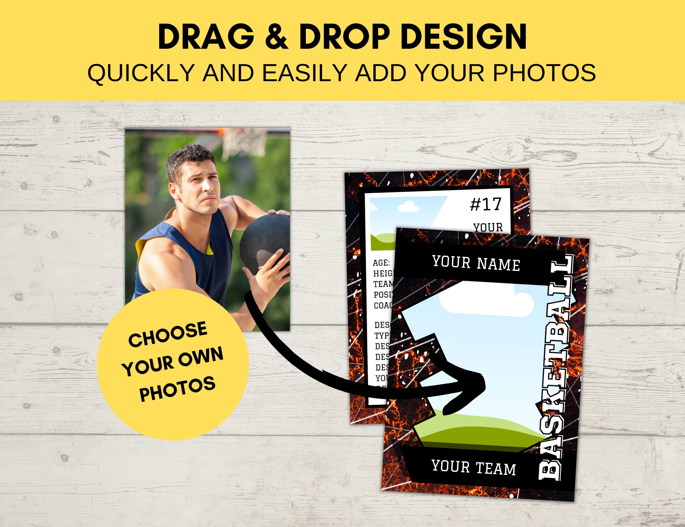 Editable Sport Card Template | Custom Basketball Trading Card Printable ...