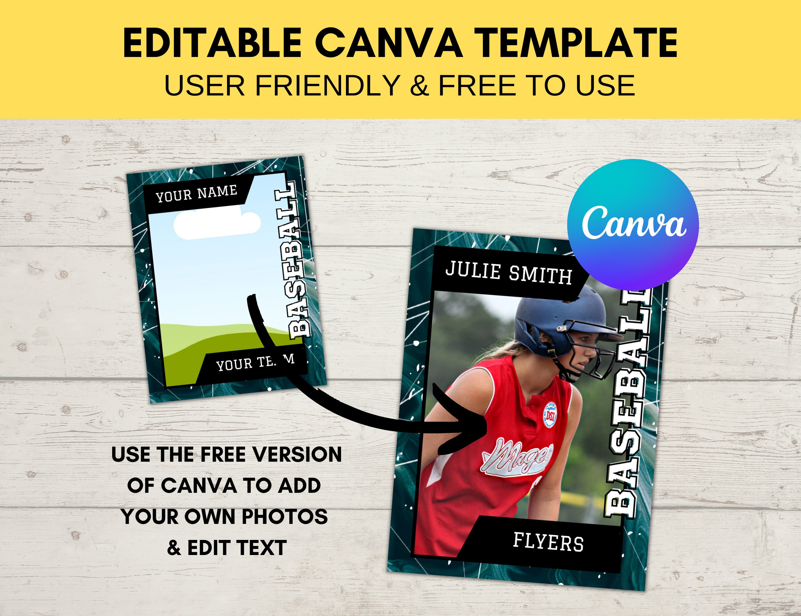 Editable Sports Card Template | Custom Baseball Trading Card Printable ...