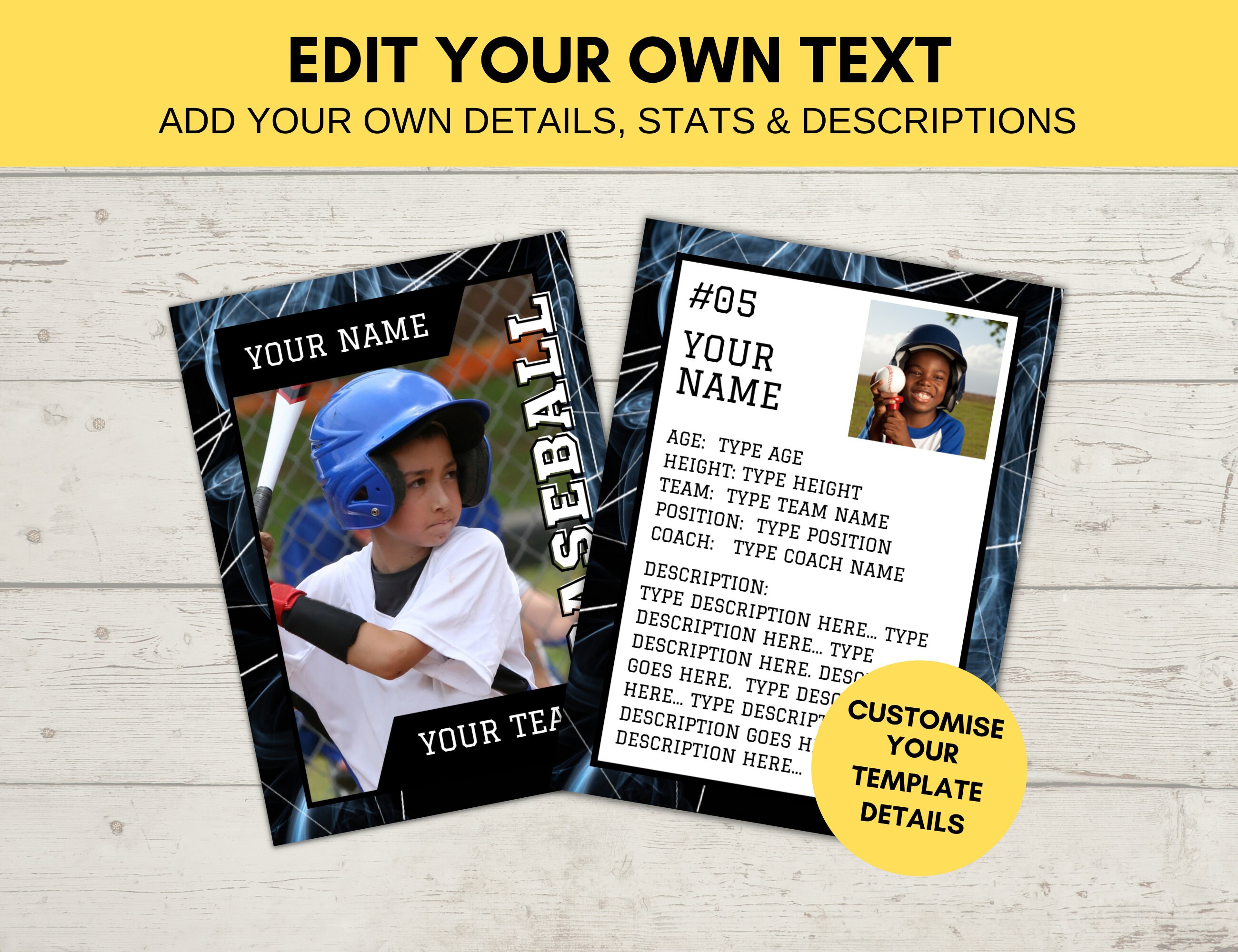 Editable Sports Card Template Custom Baseball Trading Card Printable ...