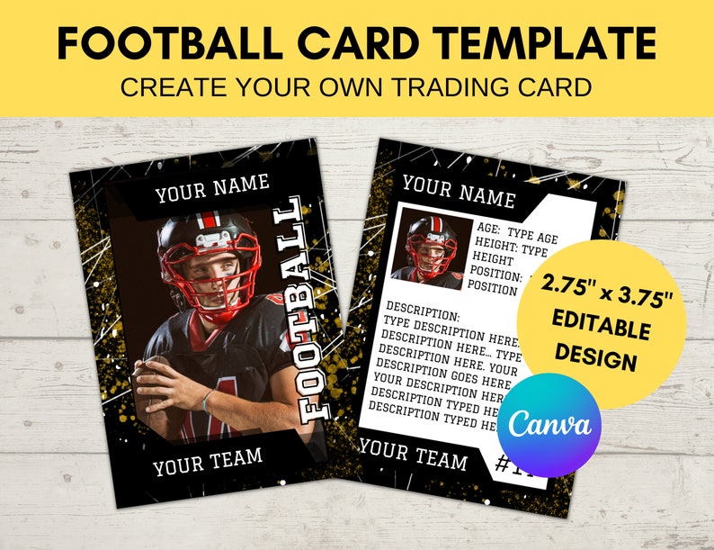 Editable Sports Card Template Custom Football Trading Card - Etsy