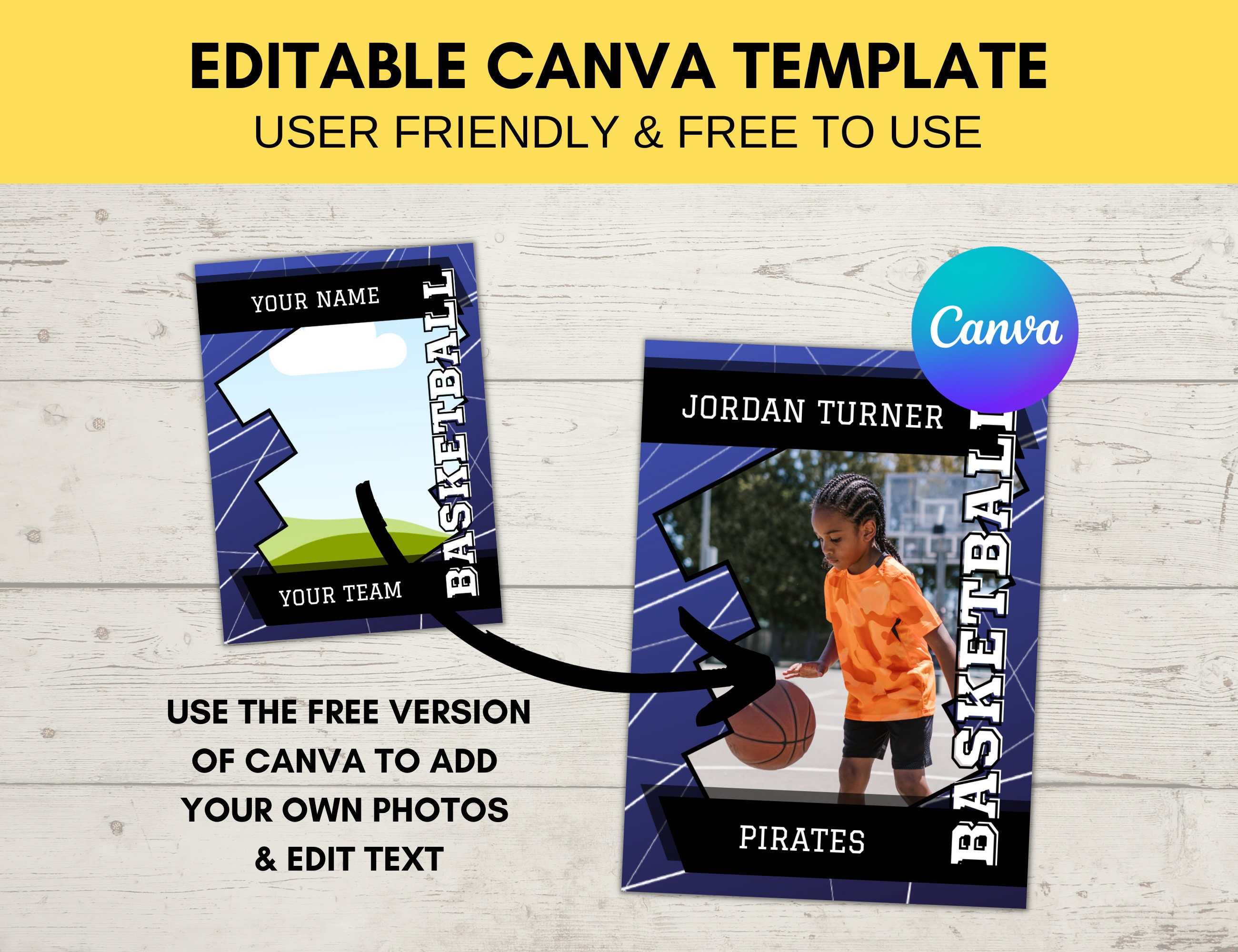 Editable Sport Card Template | Custom Basketball Trading Card Printable ...