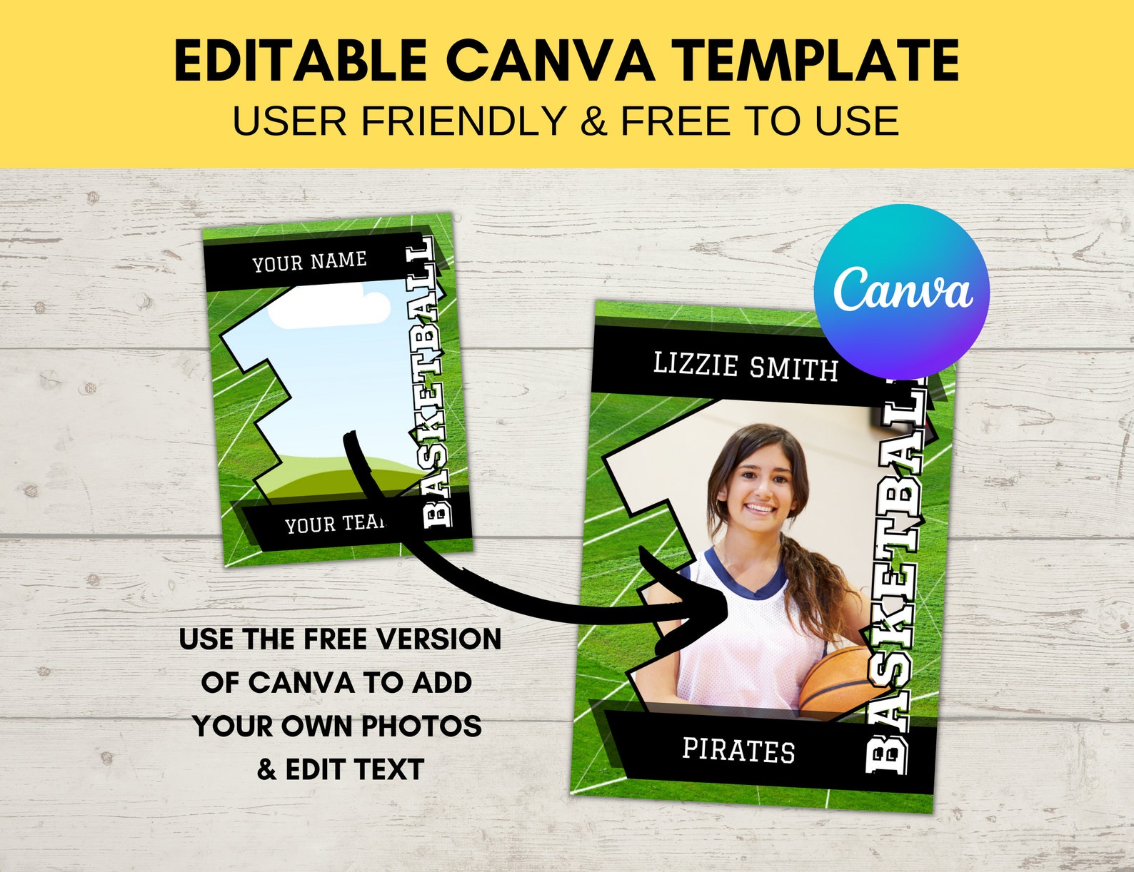 Editable Sport Card Template Custom Basketball Trading Card Printable ...