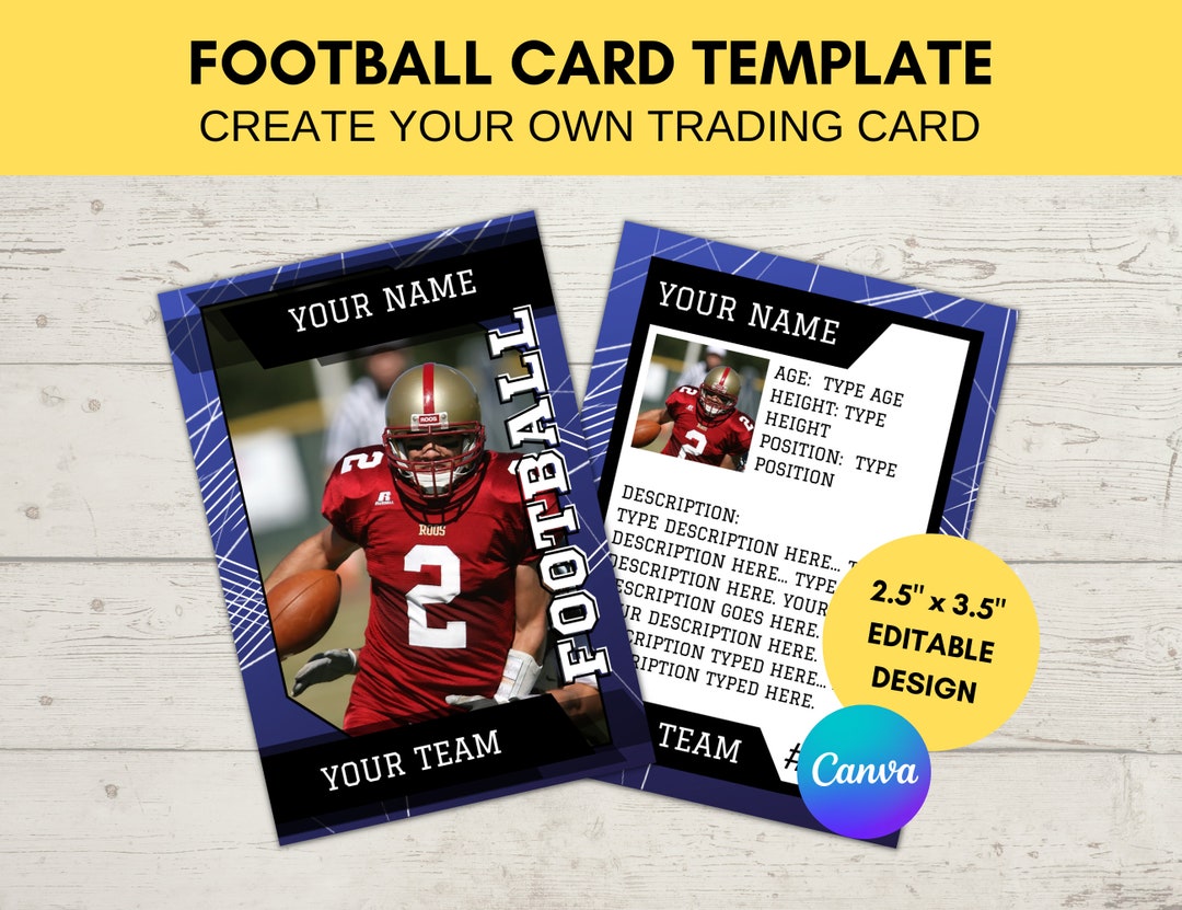 Editable Sports Card Template | Custom Football Trading Card Printable ...