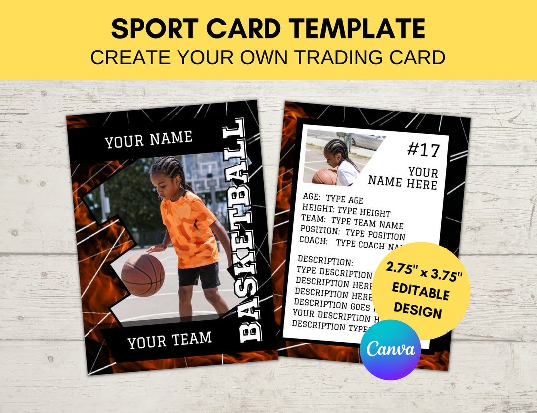 Editable Sports Card Template Custom Basketball Trading Card - Etsy