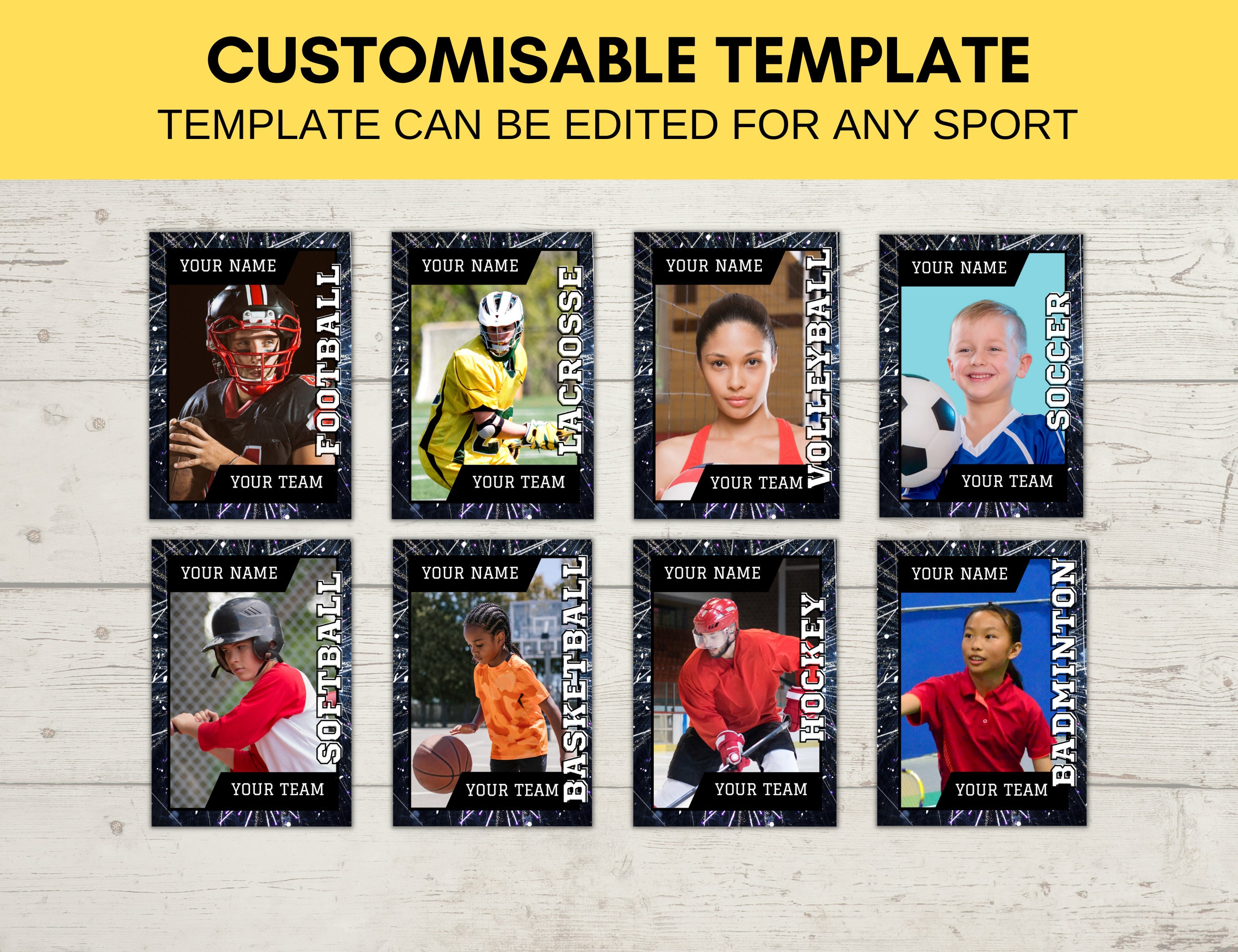 Editable Sports Card Template Custom Baseball Trading Card Printable ...