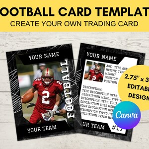 Editable Sports Card Template Custom Football Trading Card - Etsy