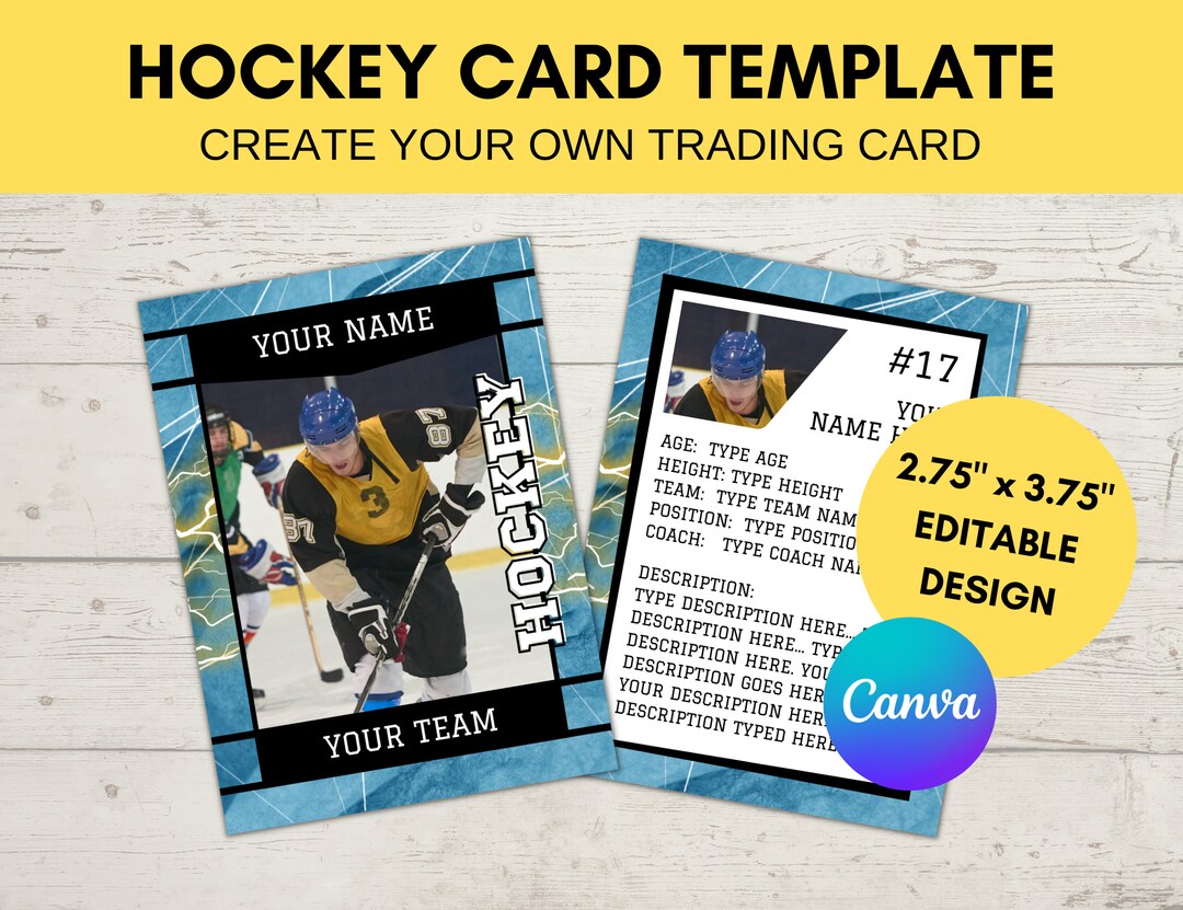 Editable Sports Card Template Custom Hockey Trading Card - Etsy