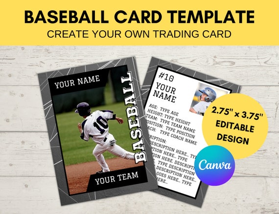 Editable Sports Card Template Custom Baseball Trading Card | Etsy