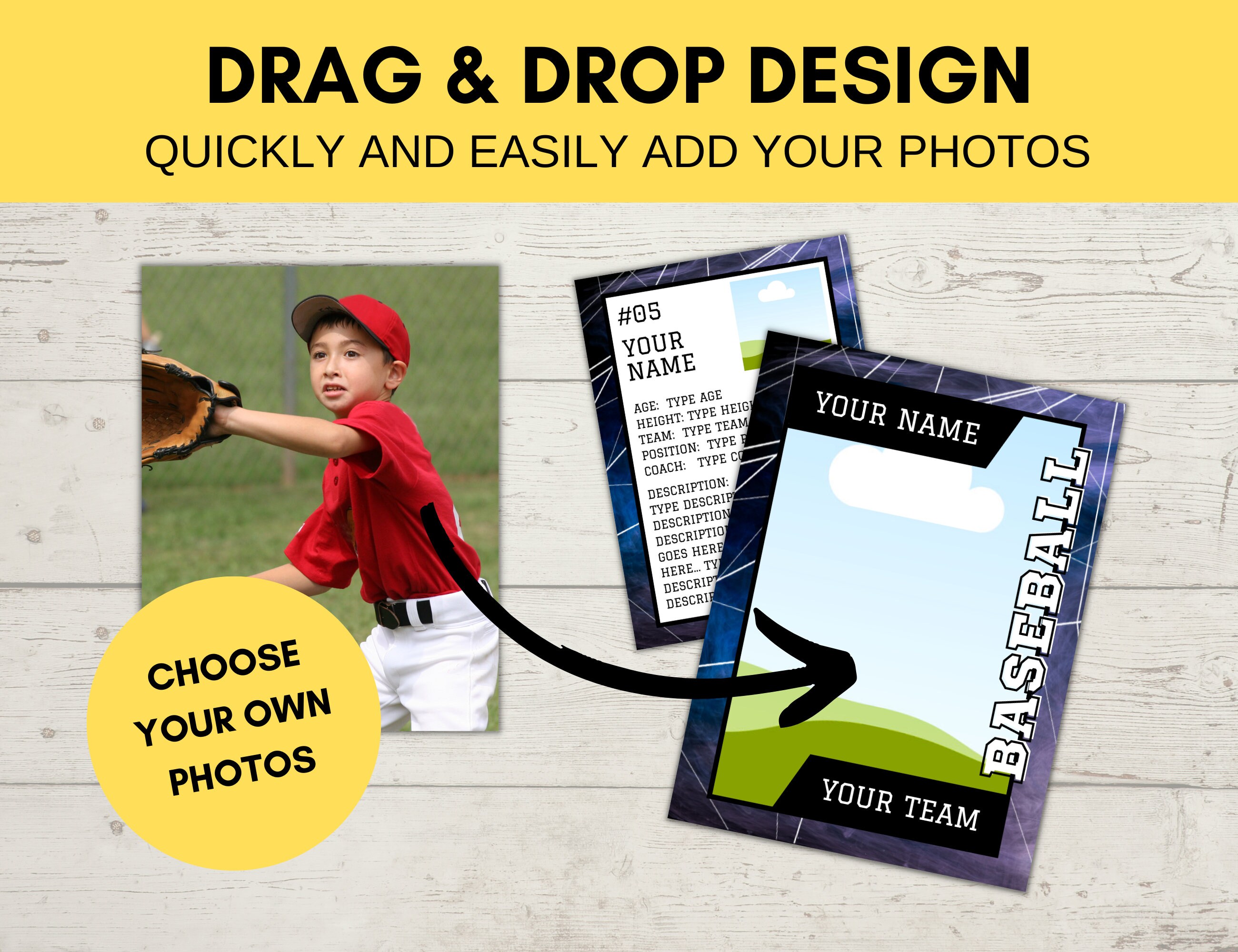 Editable Sports Card Template Custom Baseball Trading Card - Etsy