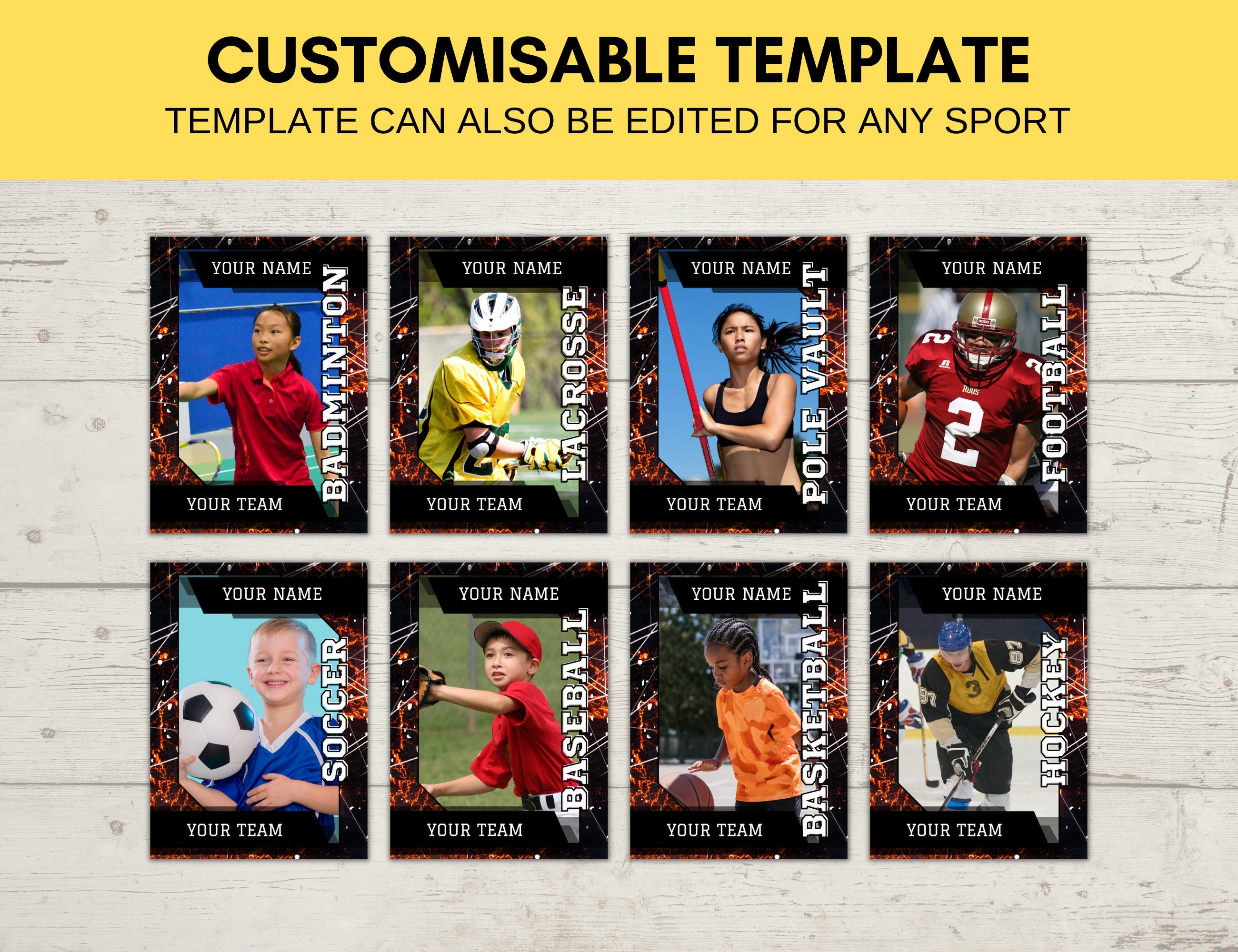 Editable Sports Card Template | Custom Football Trading Card Printable ...