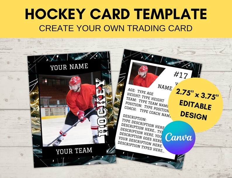 Editable Sports Card Template Custom Hockey Trading Card - Etsy