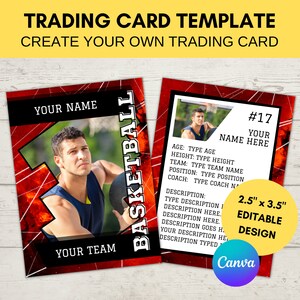 Editable Sport Card Template | Custom Basketball Trading Card Printable ...