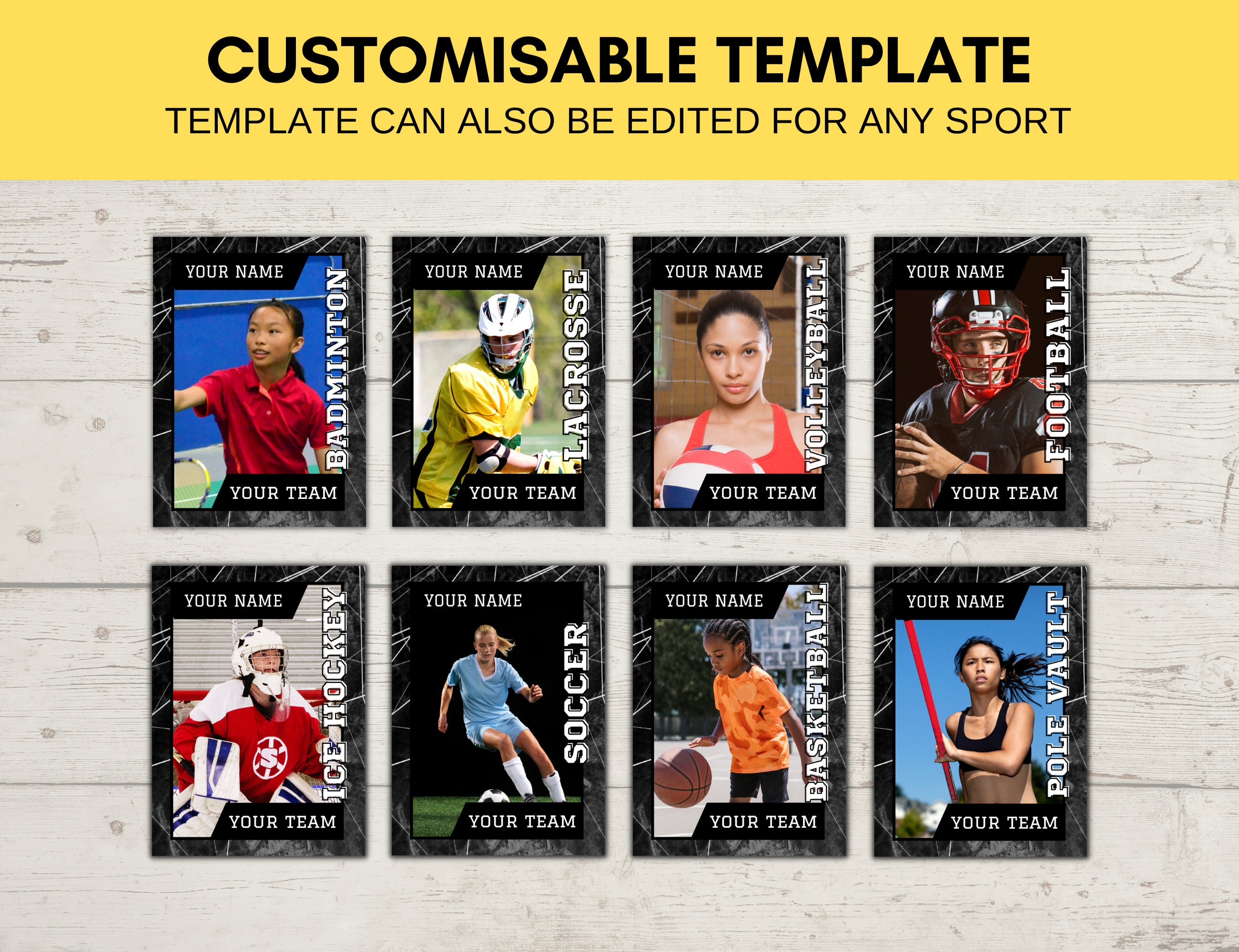 Editable Sports Card Template Custom Baseball Trading Card Printable ...