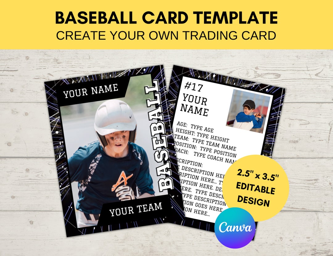 Editable Sports Card Template Custom Baseball Trading Card Printable ...
