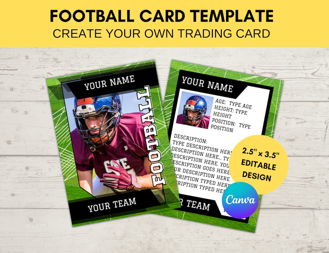 Editable Sports Card Template | Custom Football Trading Card Printable ...