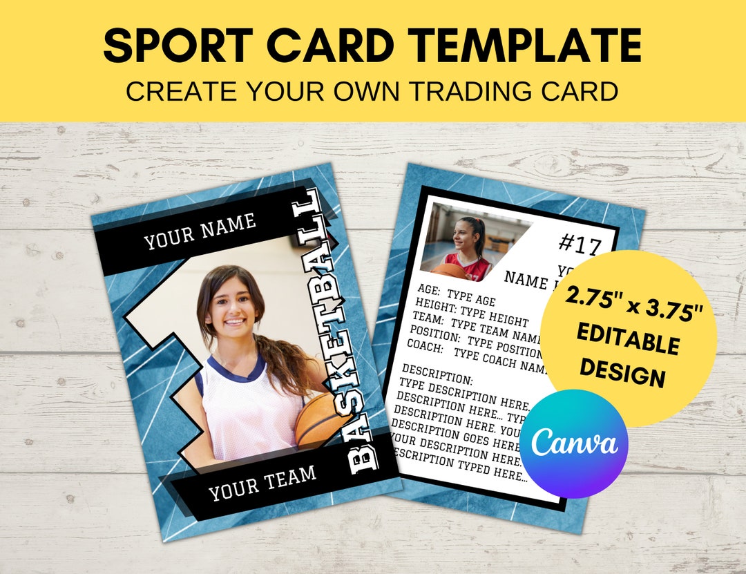 Editable Sport Card Template Custom Basketball Trading Card - Etsy