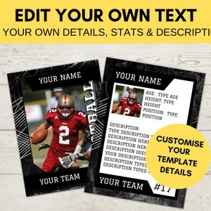 Editable Sports Card Template Custom Football Trading Card - Etsy