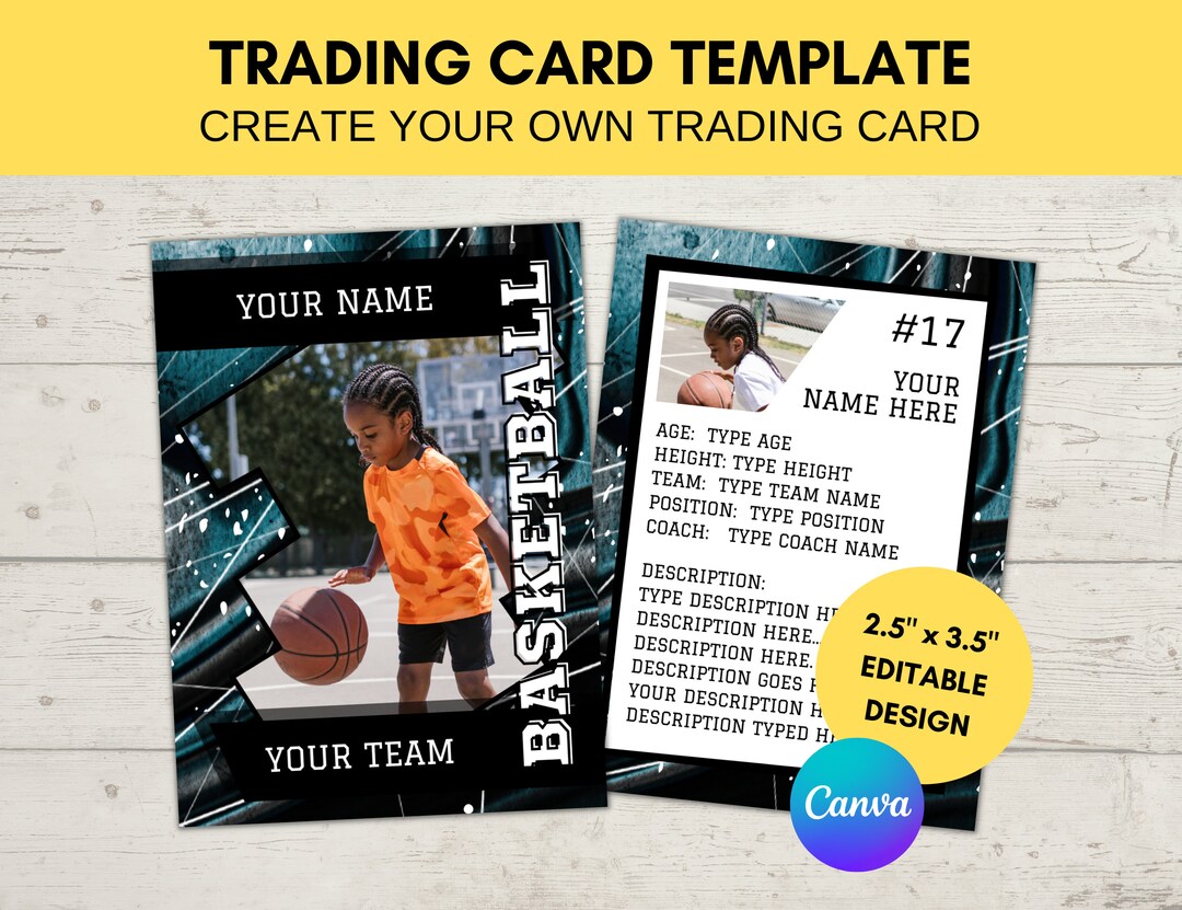 Editable Sport Card Template | Custom Basketball Trading Card Printable ...