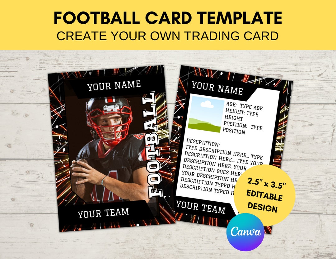 Editable Sports Card Template Custom Football Trading Card Printable ...