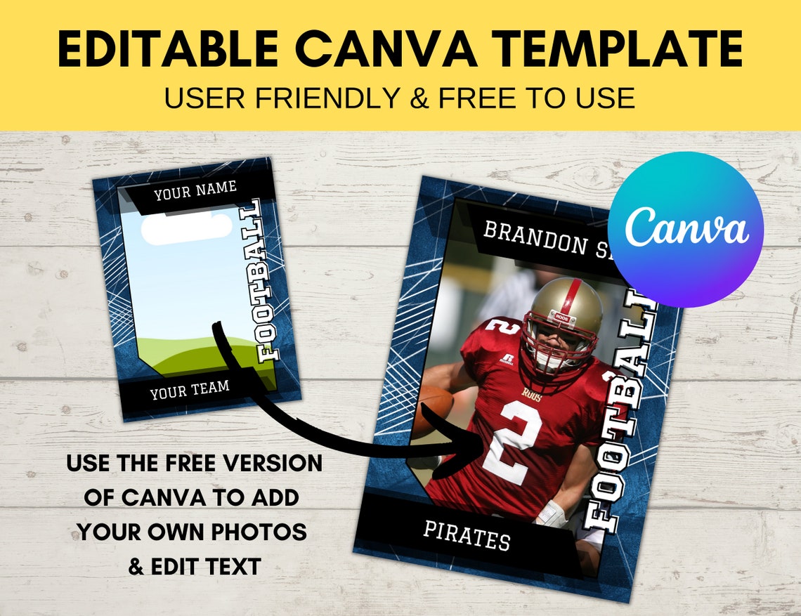 Editable Sports Card Template Custom Football Trading Card - Etsy