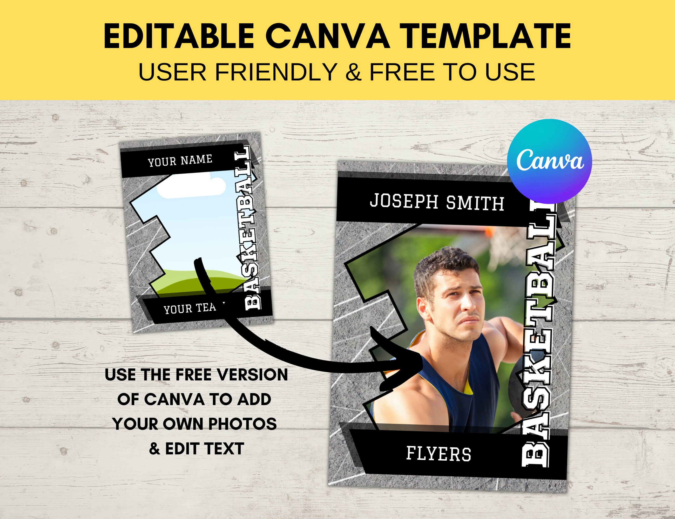 Editable Sport Card Template | Custom Basketball Trading Card Printable ...