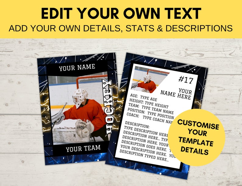 Editable Sports Card Template Custom Hockey Trading Card - Etsy