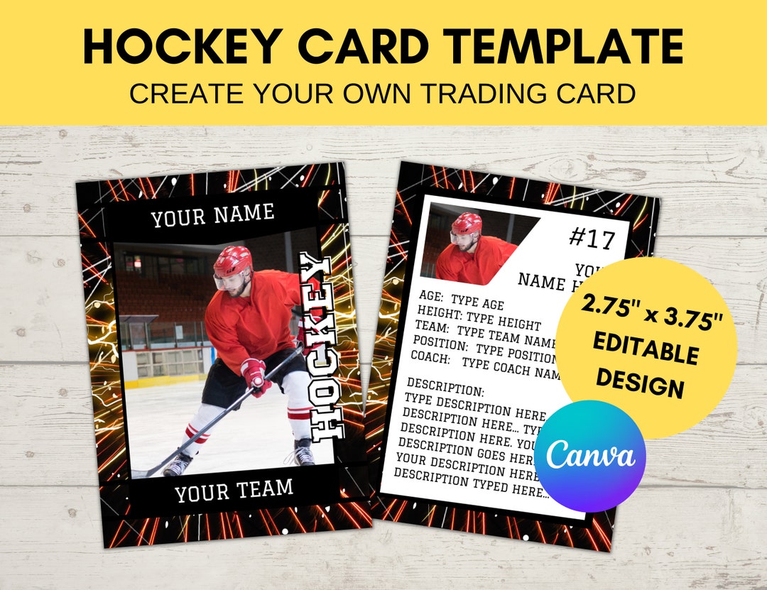 Editable Sports Card Template Custom Hockey Trading Card - Etsy