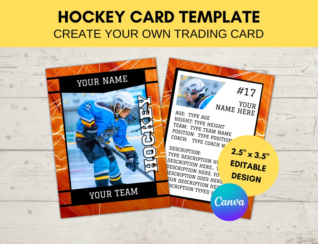 Editable Sports Card Template | Custom Hockey Trading Card Printable ...